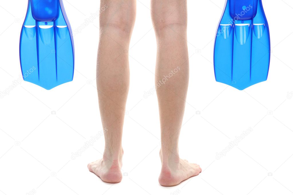Man legs and flippers isolated on white — Stock Photo © belchonock ...