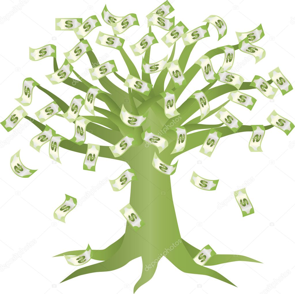 Green Money Tree Illustration — Stock Vector © jpldesigns #10869339