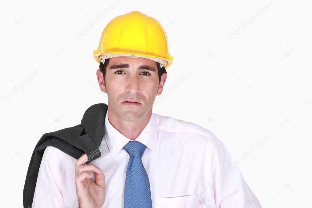 Engineer with his jacket over his shoulder — Stock Photo ...