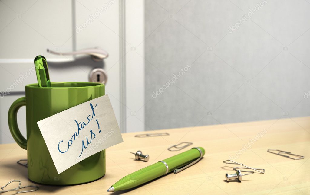 Client office with contact us note onto a mug Stock Photo by ©Olivier26 ...