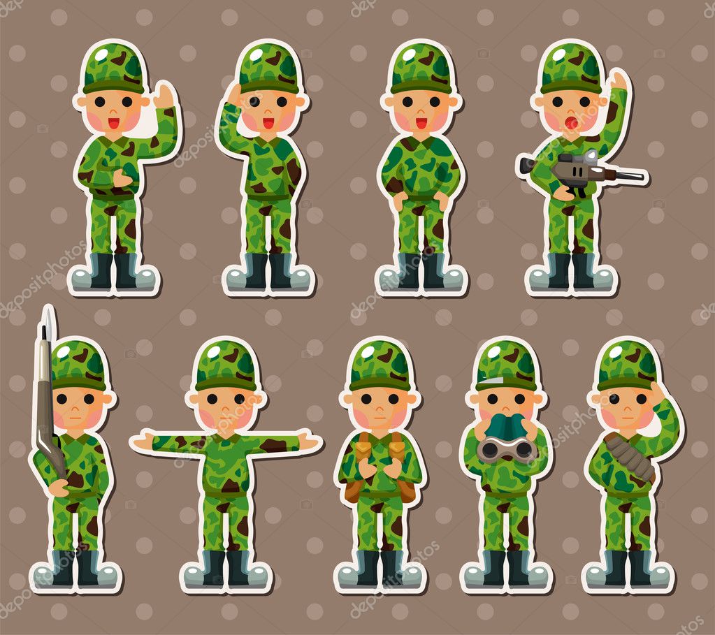 Soldier stickers — Stock Vector © mocoo2003 #12384773