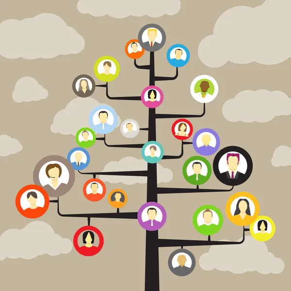 Abstract community tree with avatars of members — Stock Vector ...