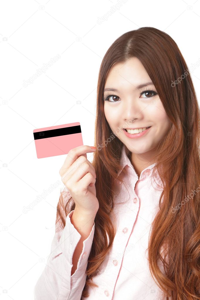 Woman smile and take credit card — Stock Photo © ryanking999 #12144662