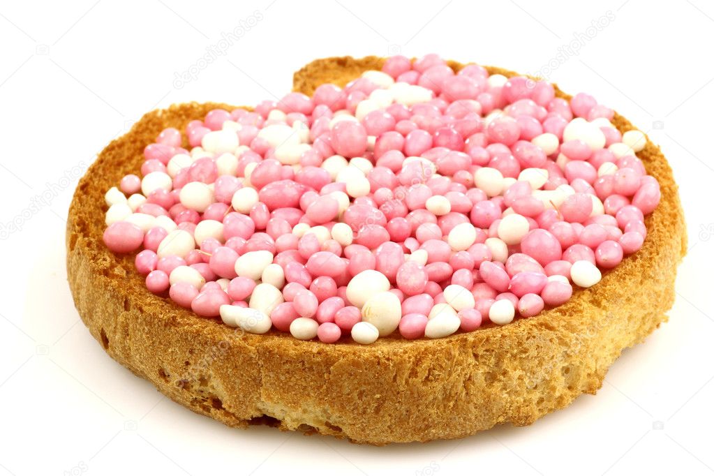 Rusk with white and pink anise seed sprinkles Stock Photo by ©tpzijl ...