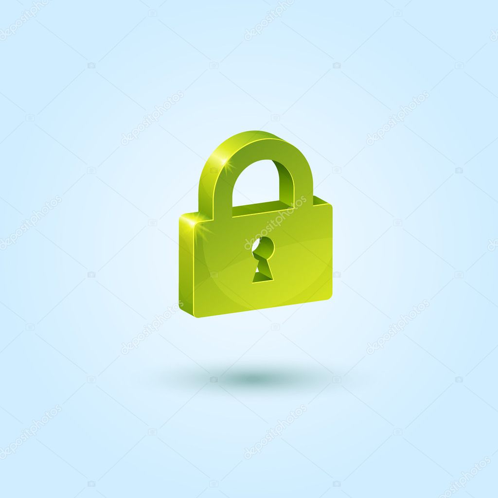 Green lock symbol isolated on blue background Stock Vector Image by ...