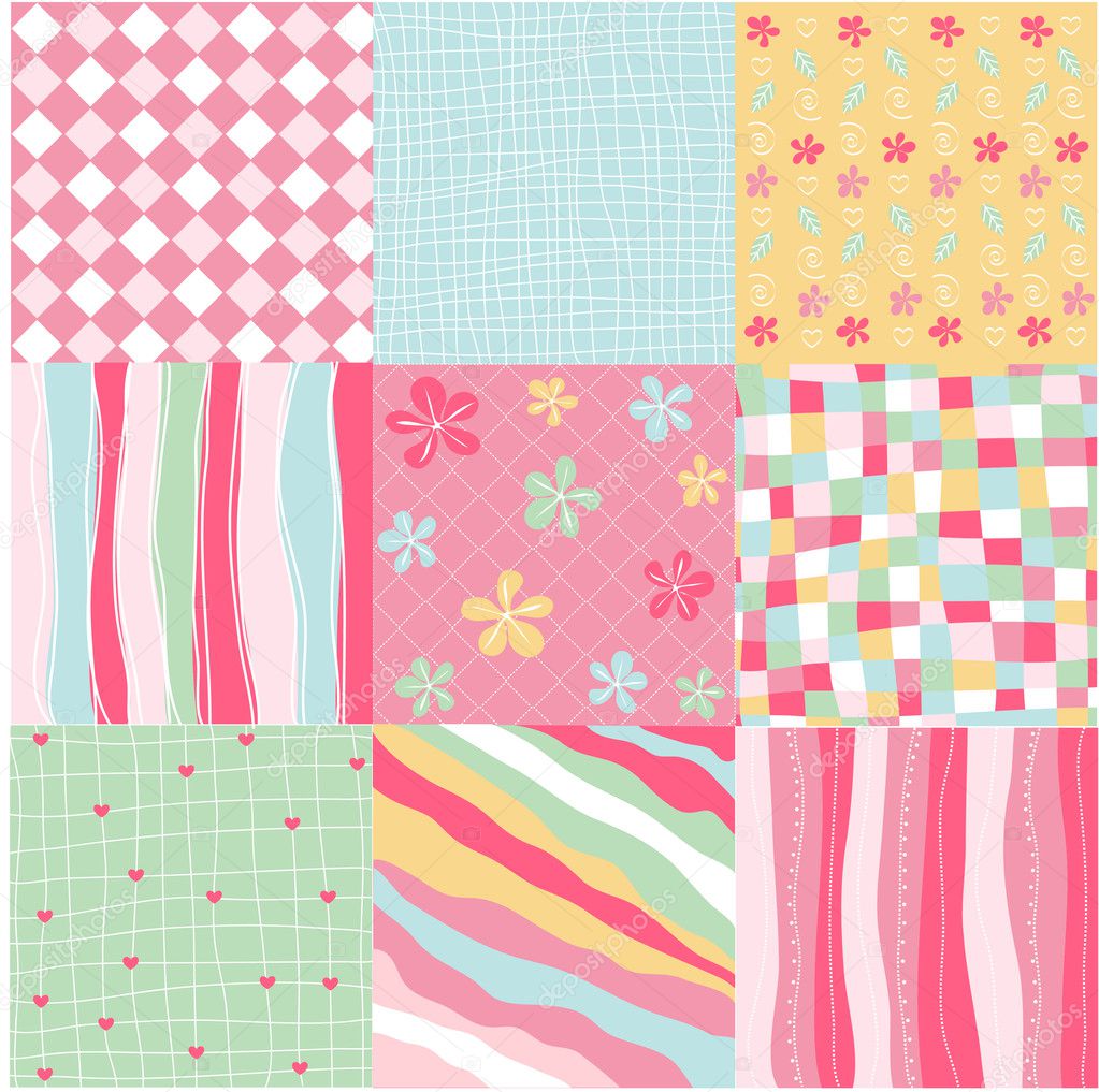 Seamless patterns with fabric texture — Stock Vector © lemony #11525004