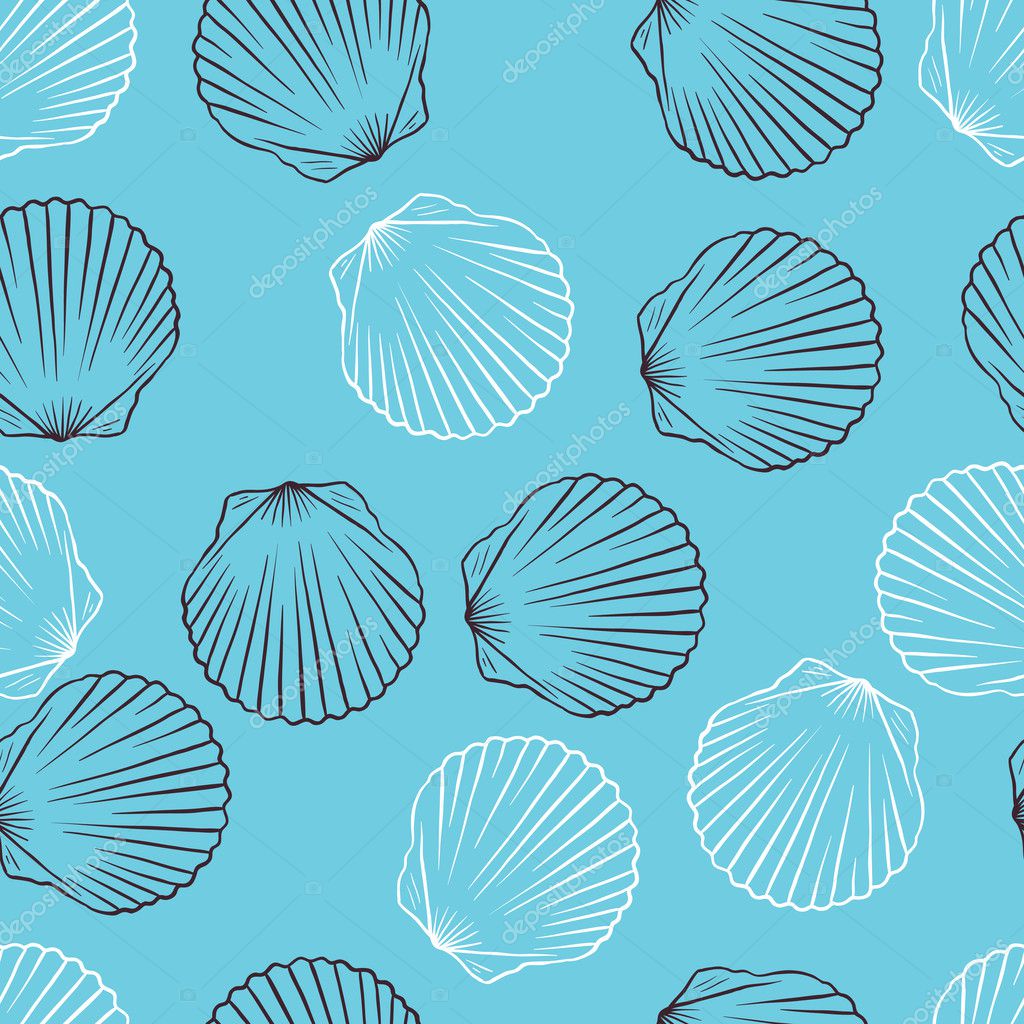Seamless hand drawn texture of shells. Vector Illustration. — Stock ...