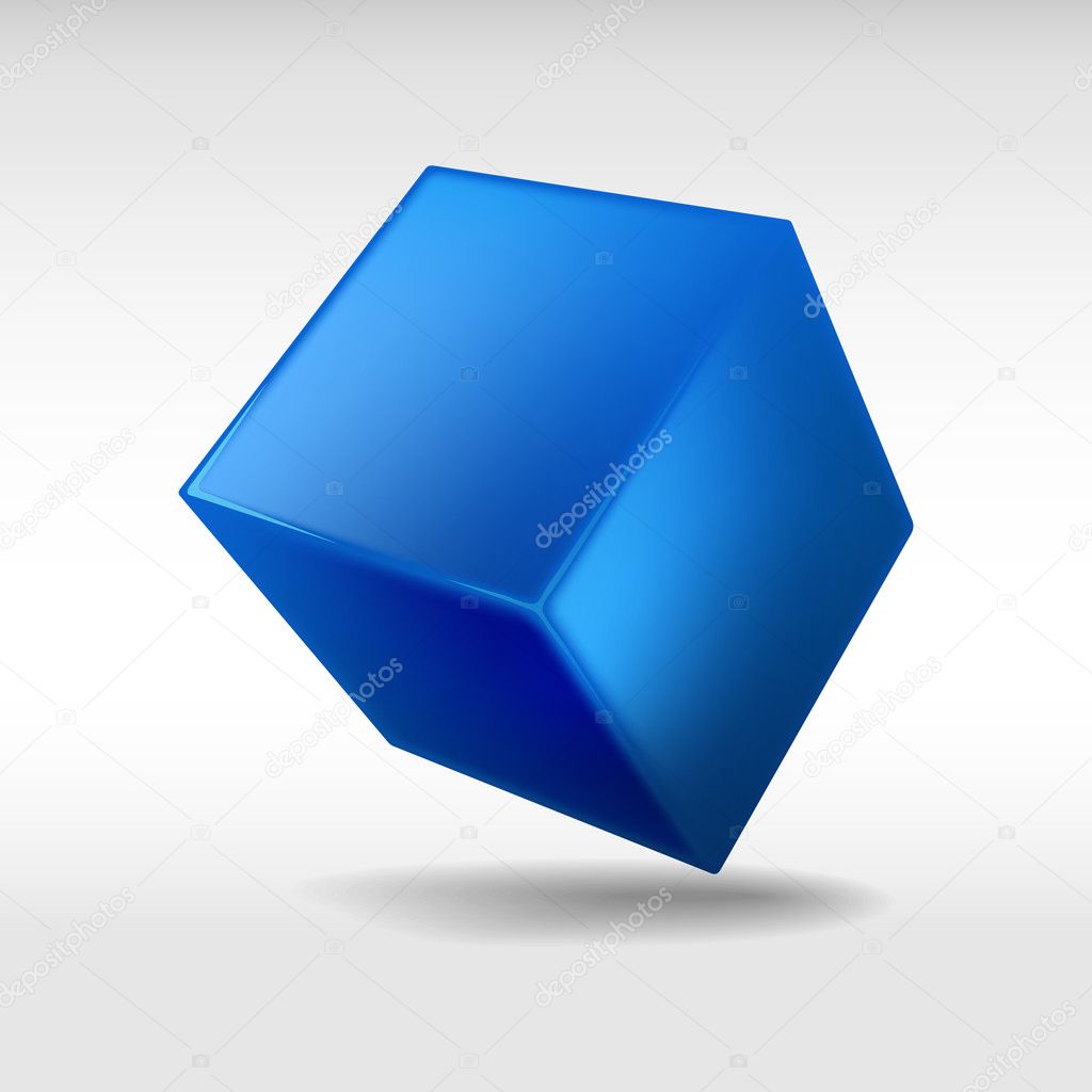 Cubo azul aislado sobre fondo blanco. Ilustración vectorial. 2022