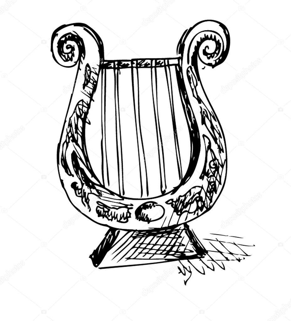 Instrumento musical - una cítara antichesky — Vector de stock © art ...