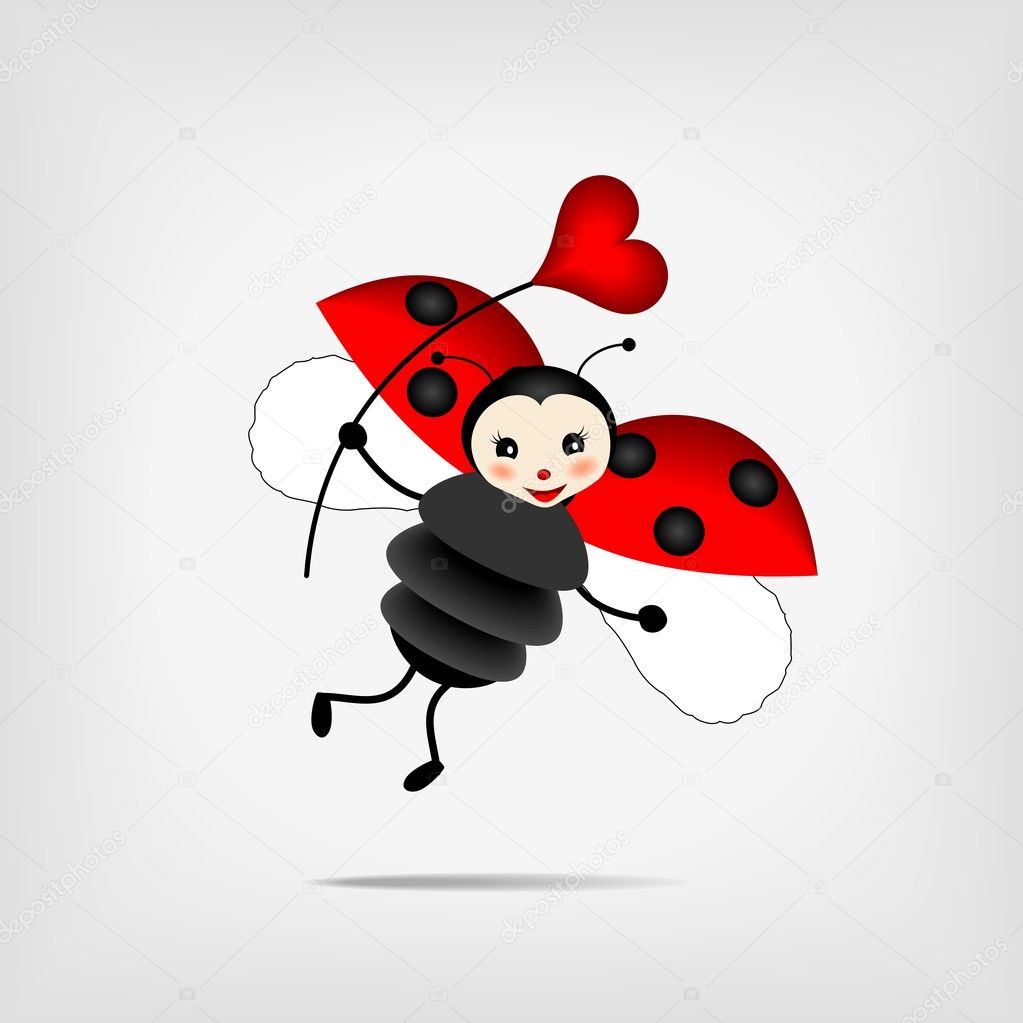 Ladybug with heart ⬇ Vector Image by © anikakodydkova | Vector Stock ...