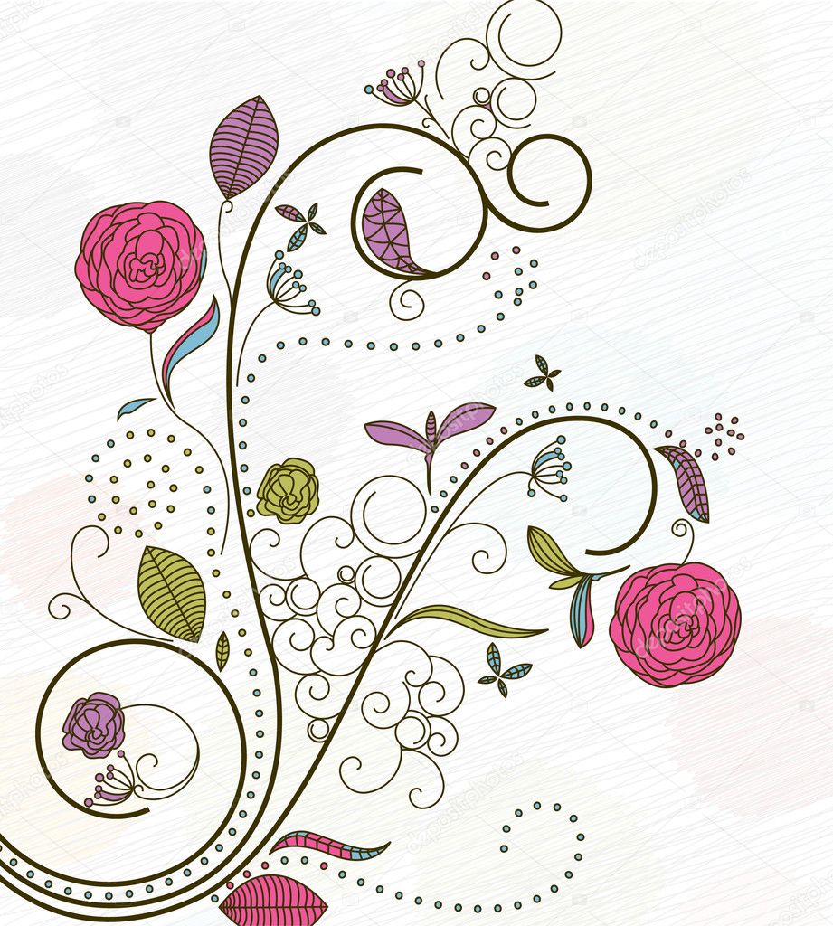 Doodles floral background Stock Vector by ©designious 10827564