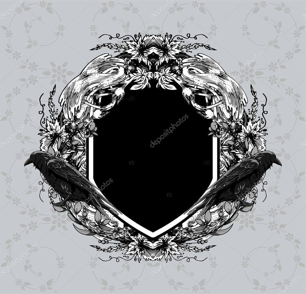 Ravens with shield Stock Vector by ©designious #11217002