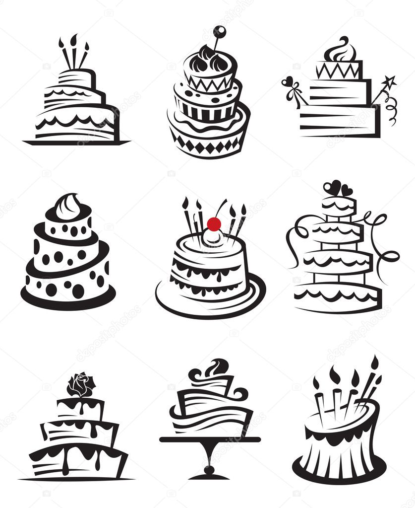 Conjunto de tortas — Vector de stock © alexkava #11158710