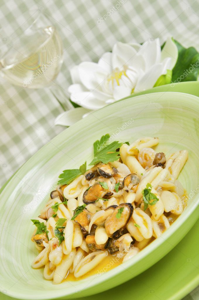 Cicatelli Molise-style seafood with shellfish Stock Photo by ...