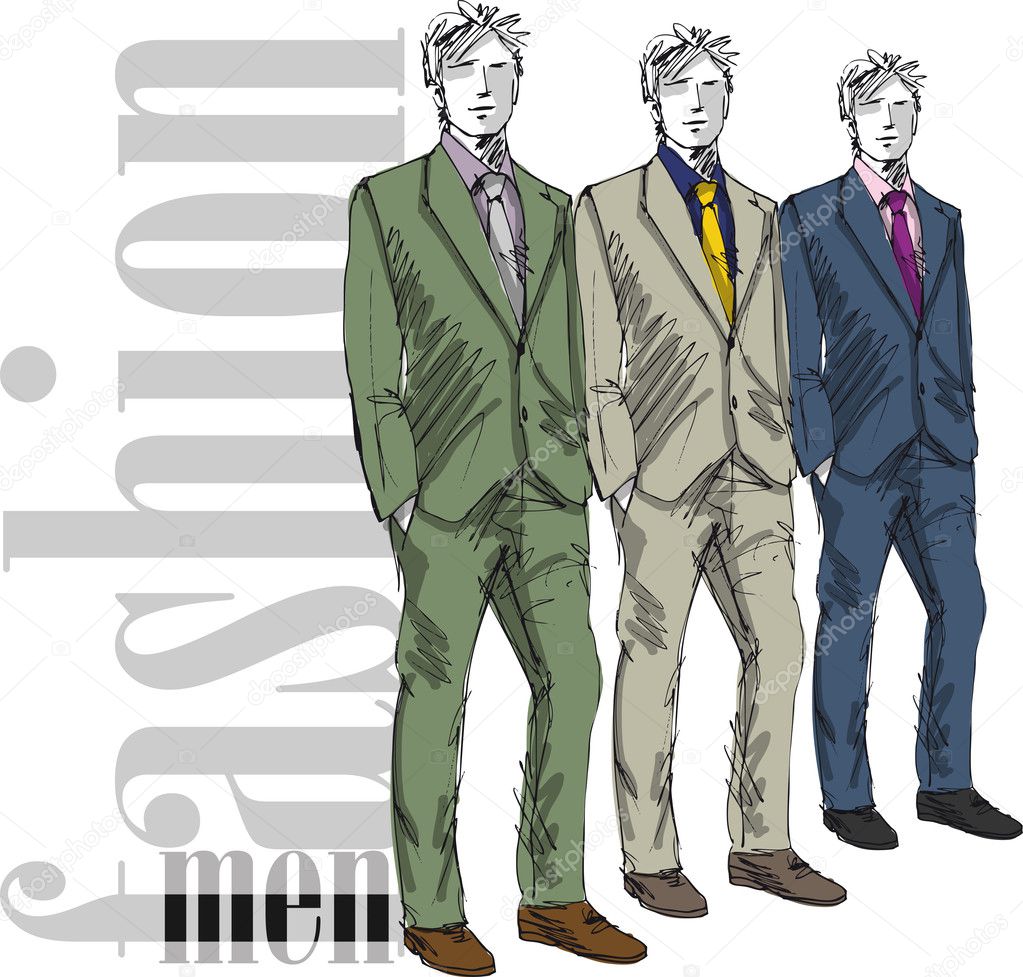 Sketch of fashion handsome man. Vector illustration Stock Vector Image ...