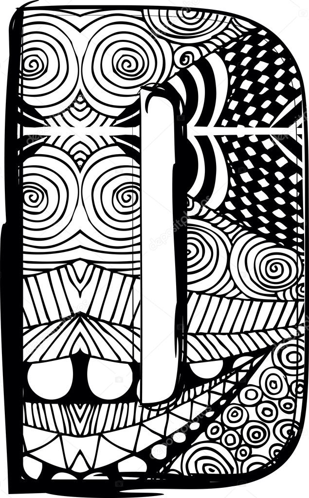 Letter D with abstract drawing. Vector illustration Stock Illustration ...