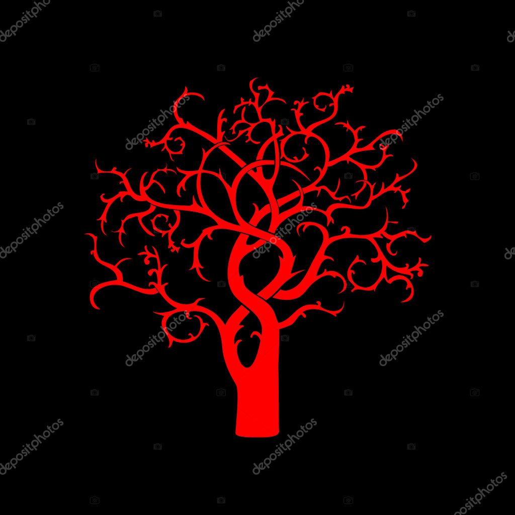 Curvy design tree on black Stock Vector Image by ©morrmota #11101636