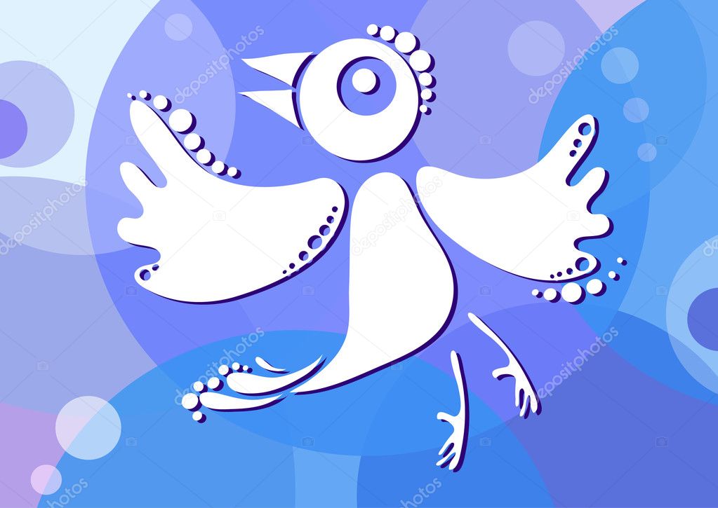 Vector illustration of white bird on blue background Stock Vector Image ...
