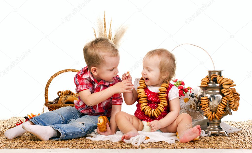 Two children eating cookies — Stock Photo © zaretskaya #11363174