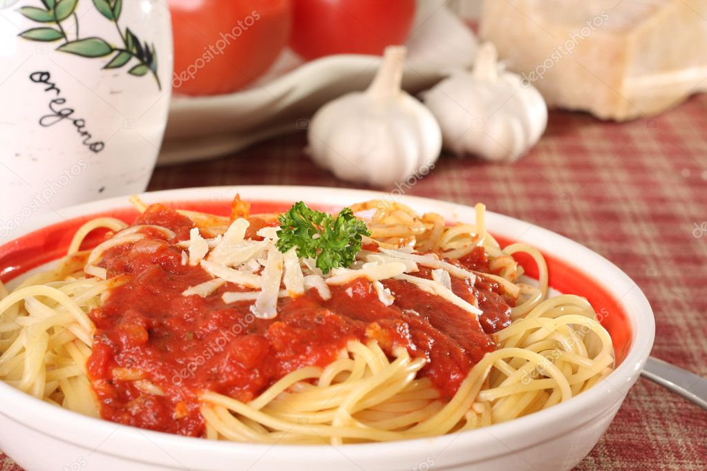 Spaghetti dinner. Stock Photo by ©Hannamariah 11105168