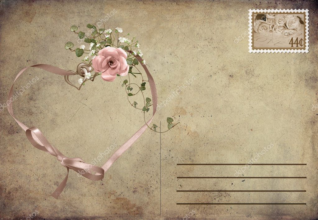 Vintage postcard with heart — Stock Photo © jentara #11533603