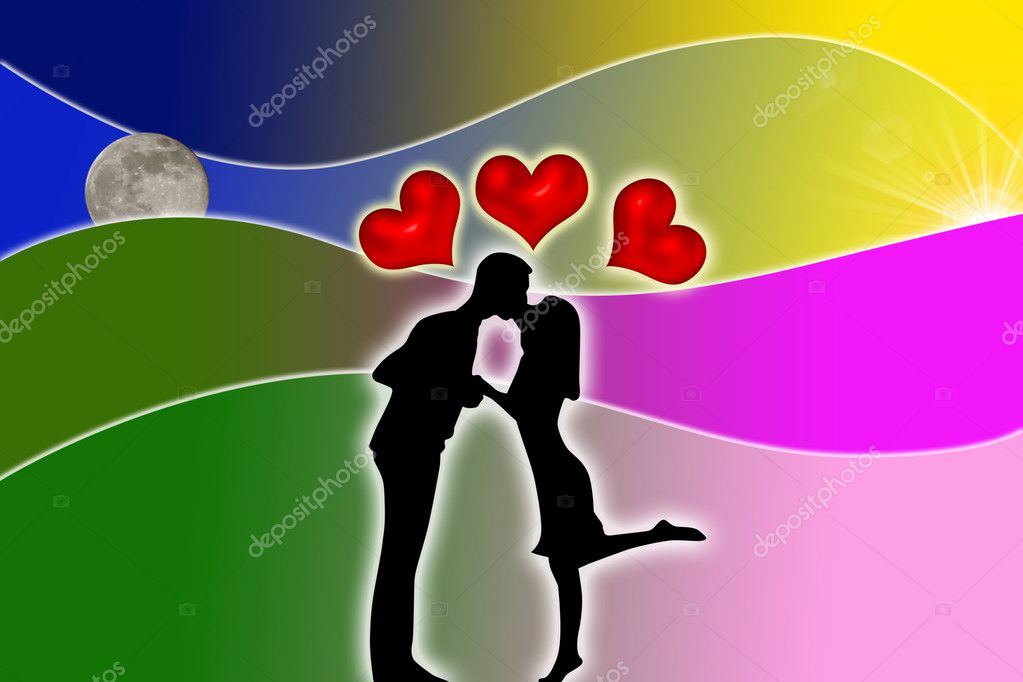 Silueta de parejas con corazones Ilustración de stock #11497989 de ...