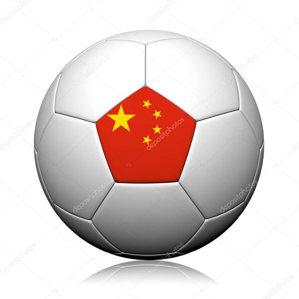 China Flag Pattern 3d rendering of a soccer ball — Stock Photo ...