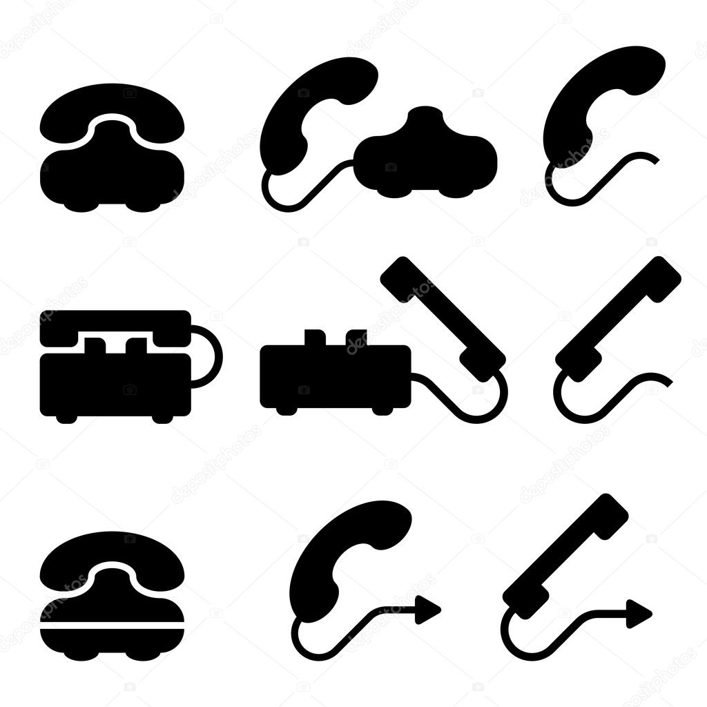 Negro viejo teléfono símbolos Vector de stock por ©happyroman 11497117