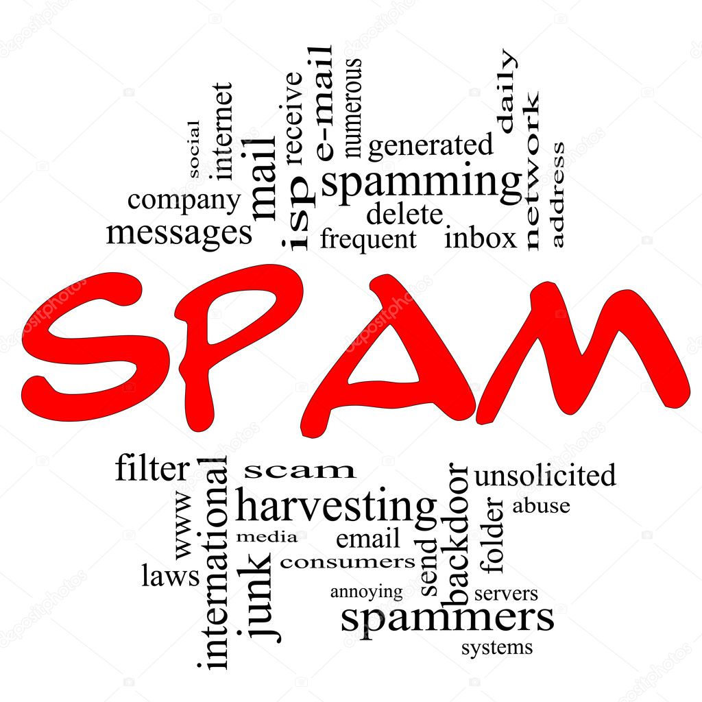 Concepto De Nube De Palabras Spam En Rojo Y Negro 2022