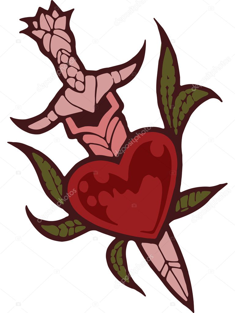 una plantilla de un corazón con un puñal a través de él — Fotos de ...