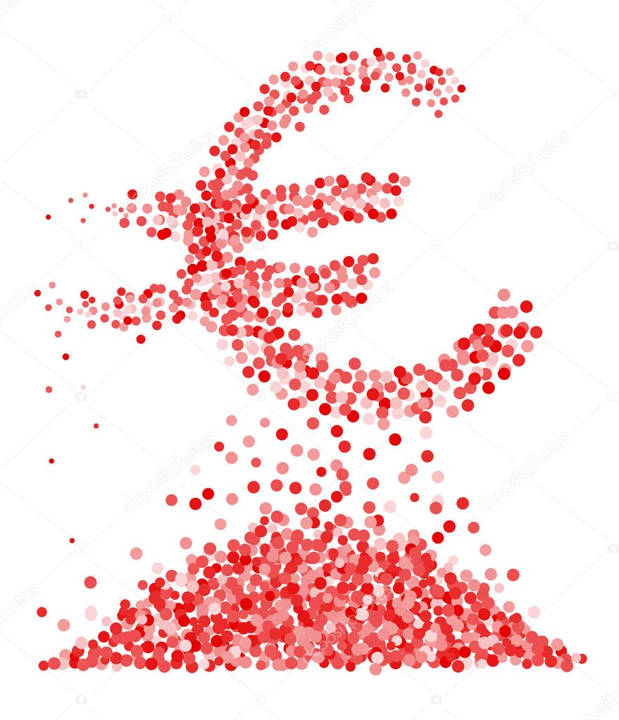 Confetti euro symbol on isolated white background. Vector-Illust Stock ...